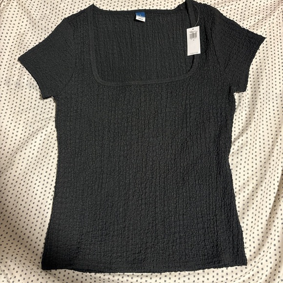 Old Navy | Tops | Old Navy Black Fitted Smocked Tee | Poshmark
